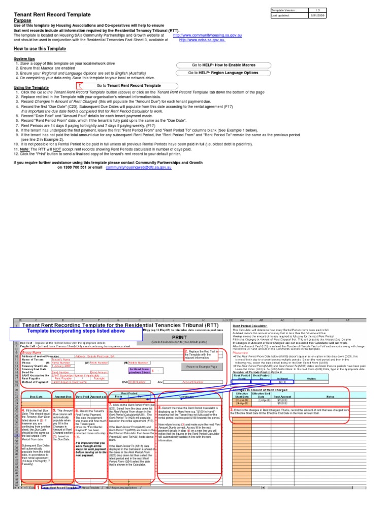 Tenant Rent Record Template Guide | PDF | Renting | Leasehold Estate