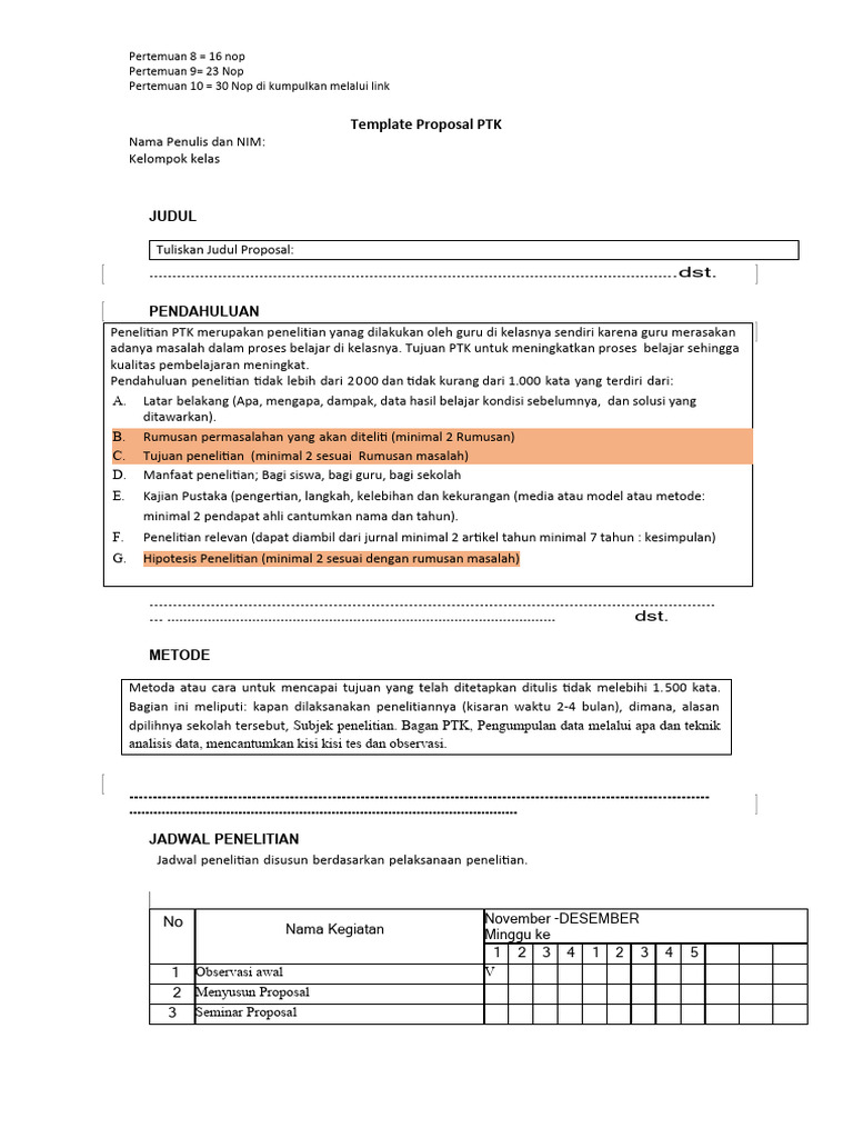 Contoh - Template Proposal PTK | PDF