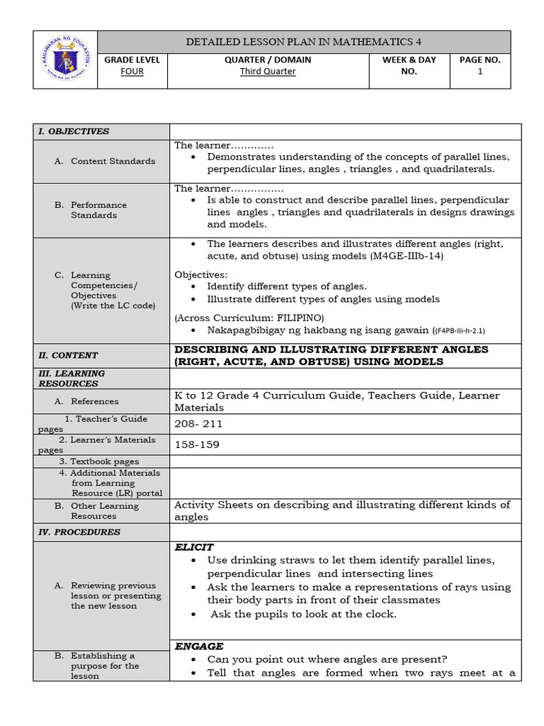CO2- MATH | PDF | Angle | Lesson Plan