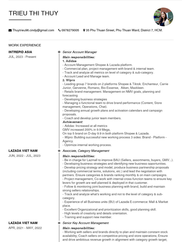 Trieu Thi Thuy - Am - CV | PDF | Sales | Brand