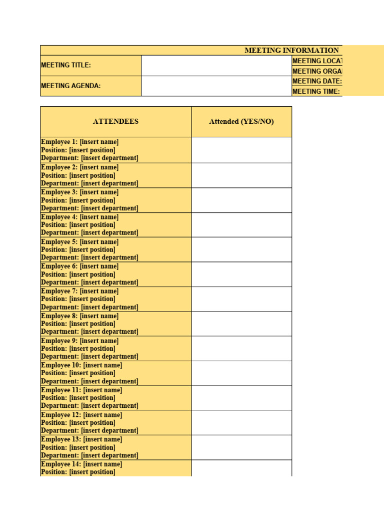 Meeting Attendance Template | PDF