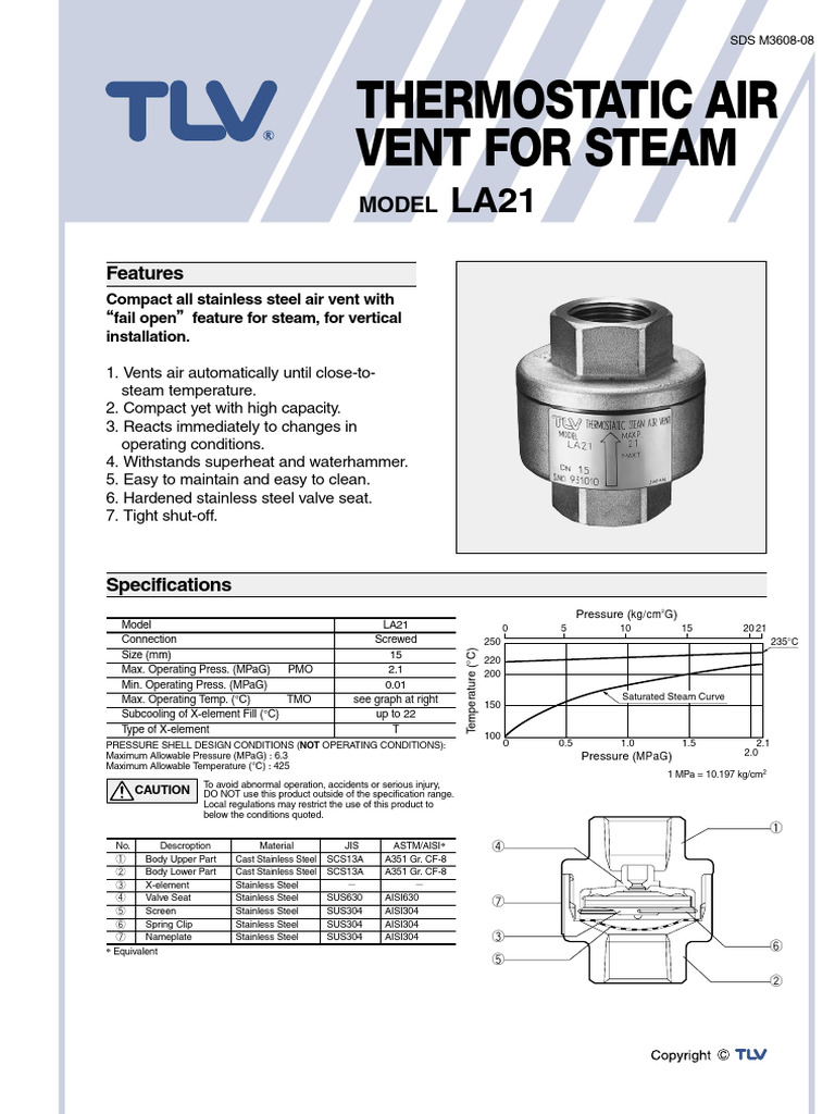 Air Vent LA21 | PDF | Valve | Mechanical Engineering