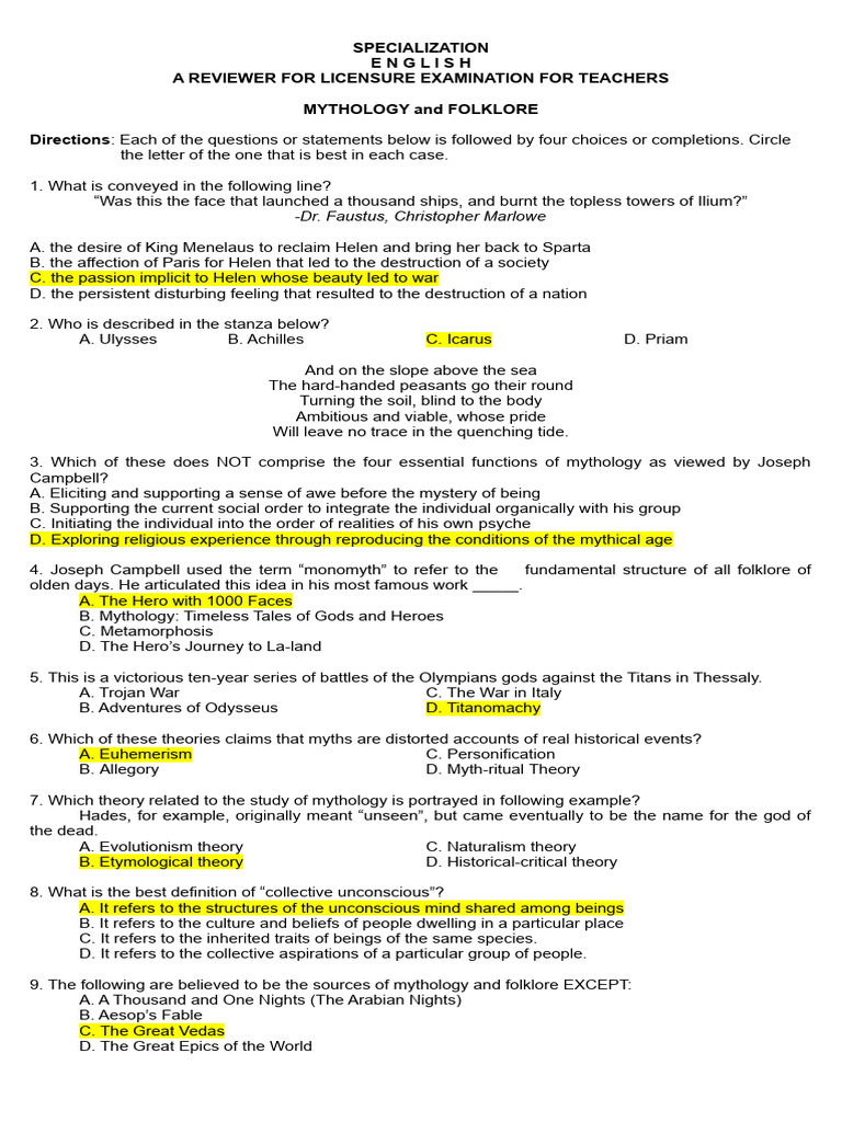 3 MYTHOLOGY and FOLKLORE | PDF | Greek Mythology | Helen Of Troy