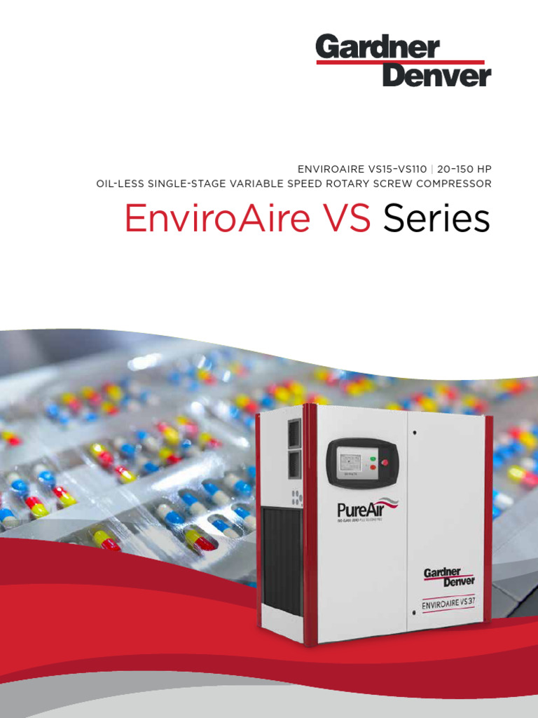 EnviroAire Vs Series VS15 VS110 Oil Less Rotary Screw Compressor ...