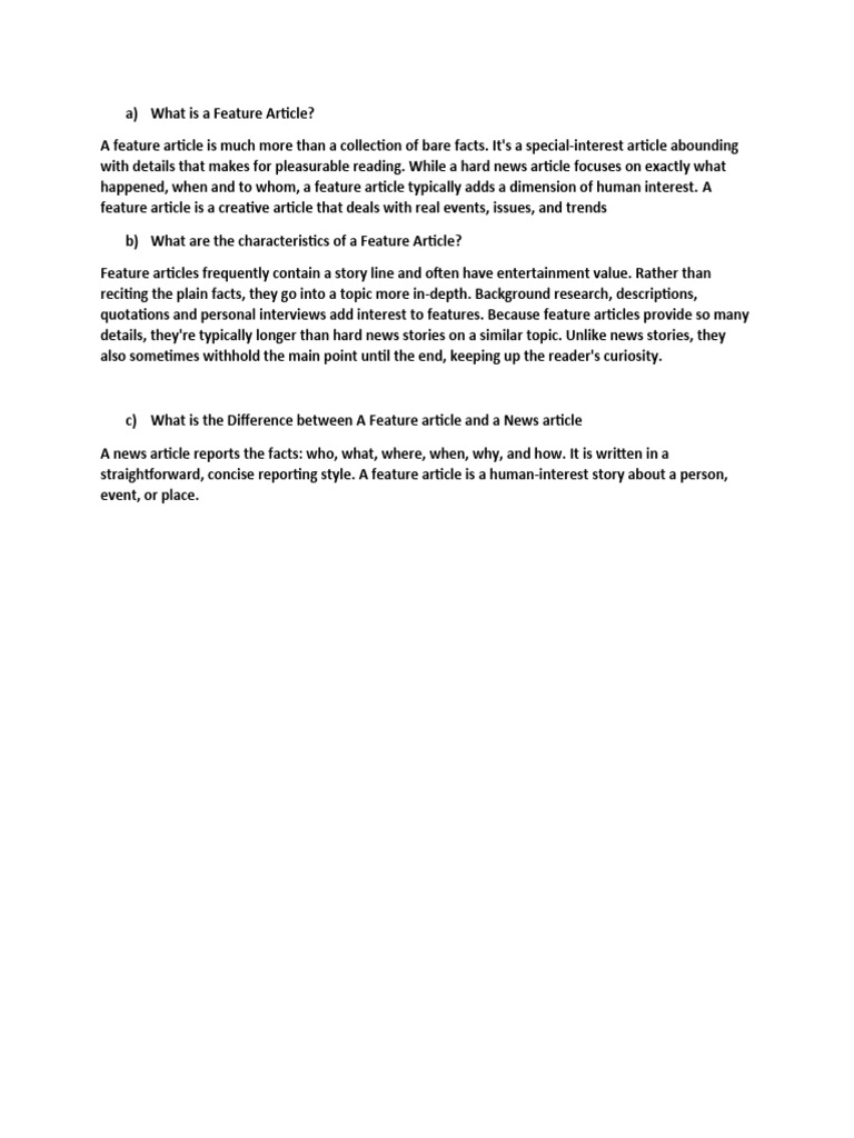What Is A Feature Article | PDF