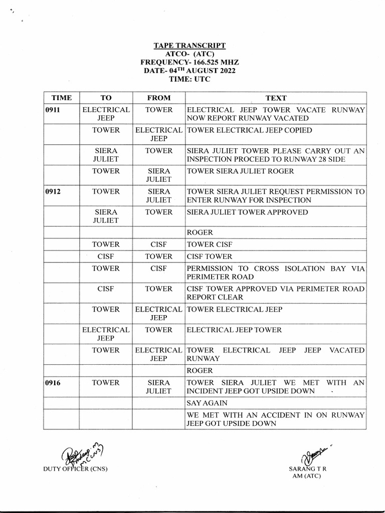 Tape Transcript BTN ATC and Vehicle | PDF