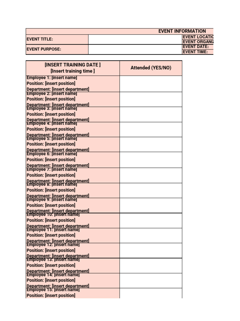 Event Attendance Template | PDF
