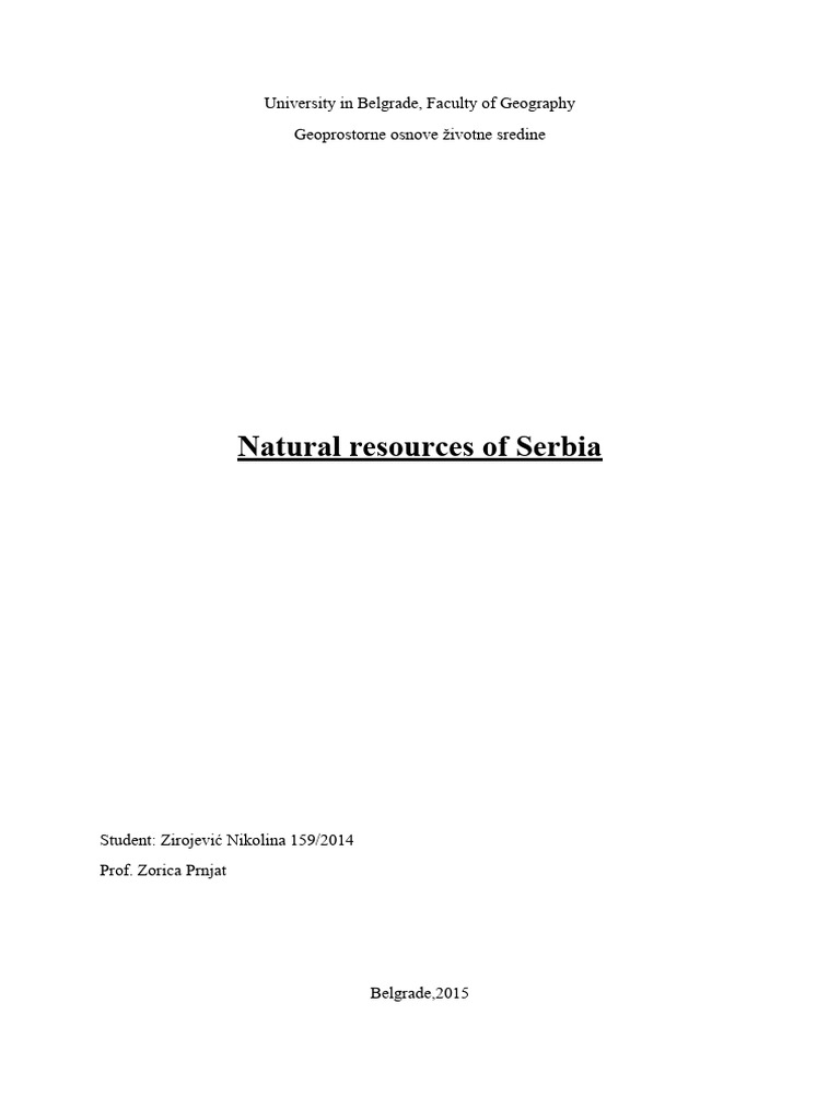 Natural Resources Of Serbia Pdf Renewable Energy Economies