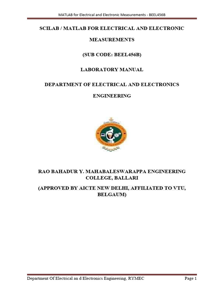 BEEL456B - MATLAB For Electrical and Electronic Measurements 2524 | PDF ...