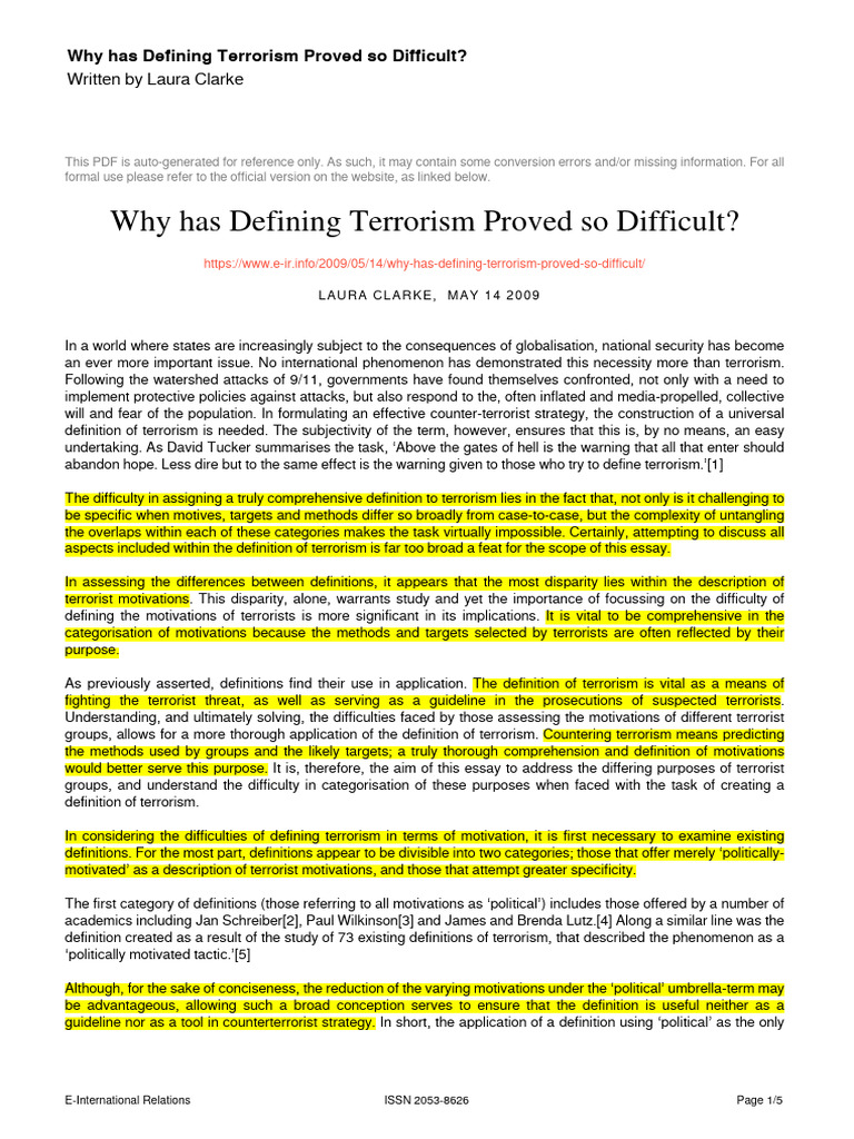 Challenges in Defining Terrorism | PDF | Al Qaeda | World Politics