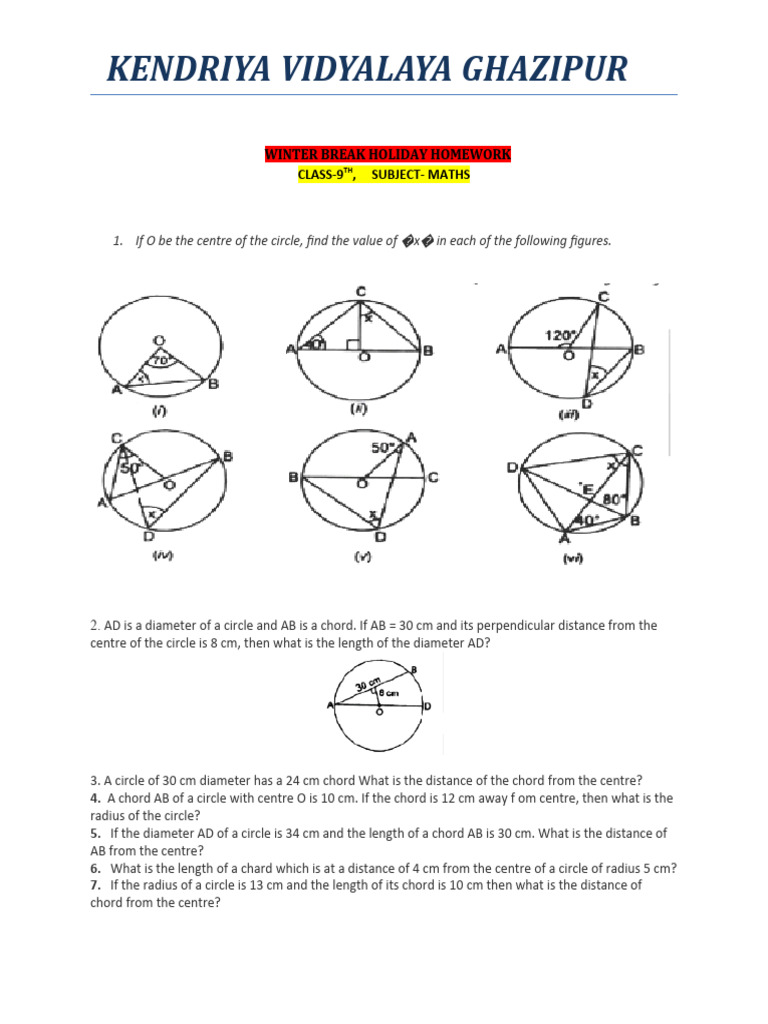 HHW - Class 9TH Maths Winter | PDF