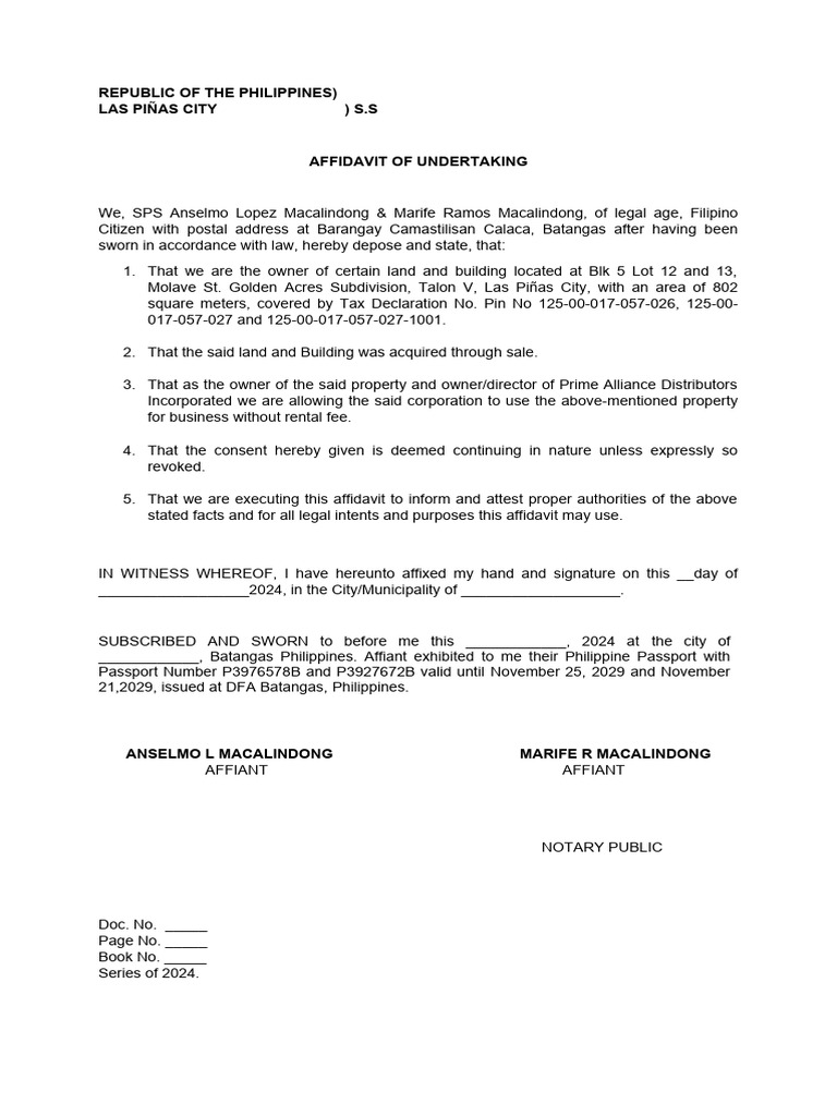 Affidavit of Consent for Property Use | PDF | Law