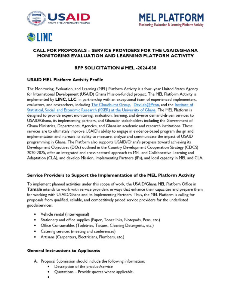 Call For Proposals. | PDF | United States Agency For International ...