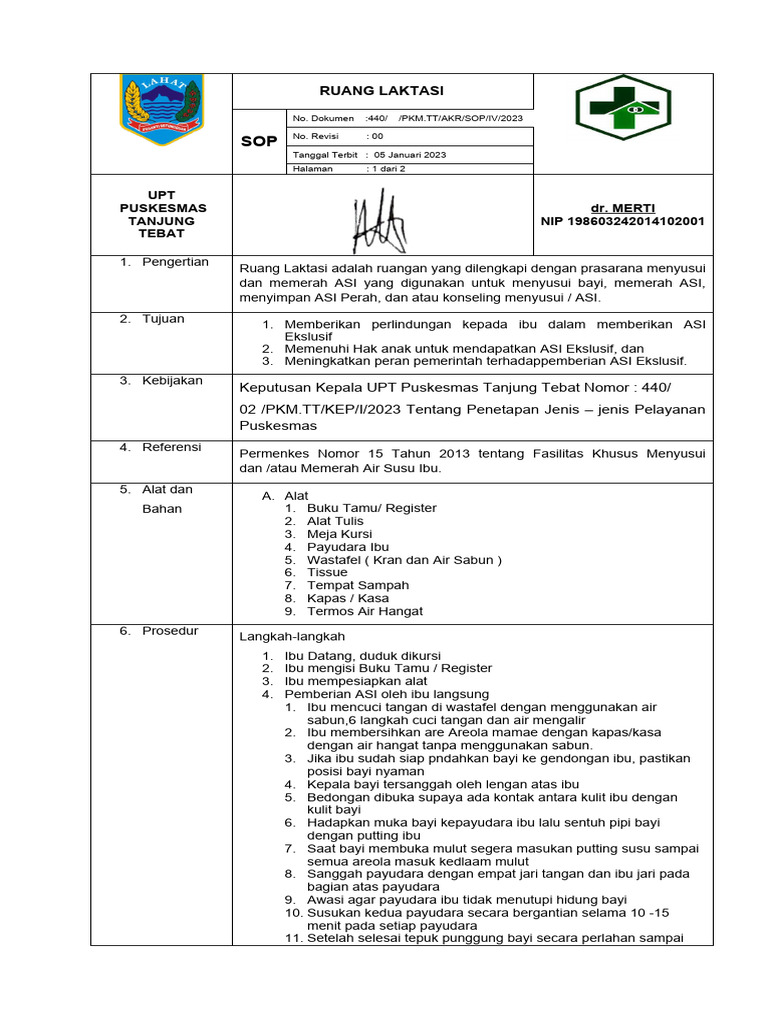 Sop Ruang Laktasi | PDF