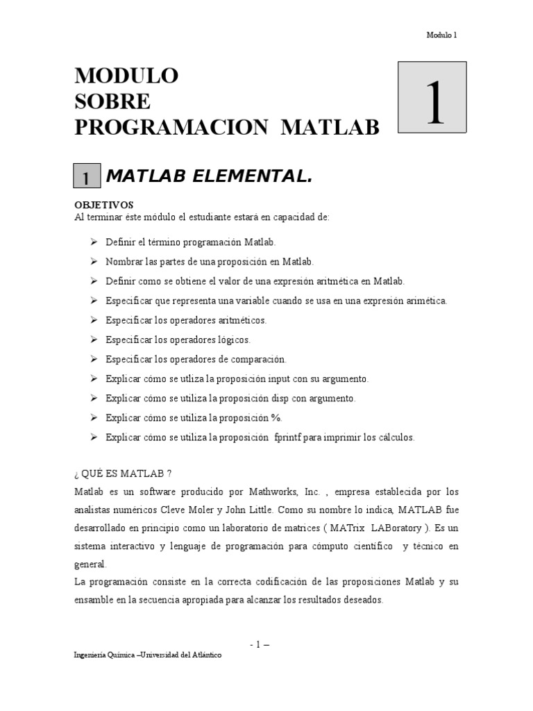 Módulo, Programación Con MATLAB | PDF | Programa de computadora ...