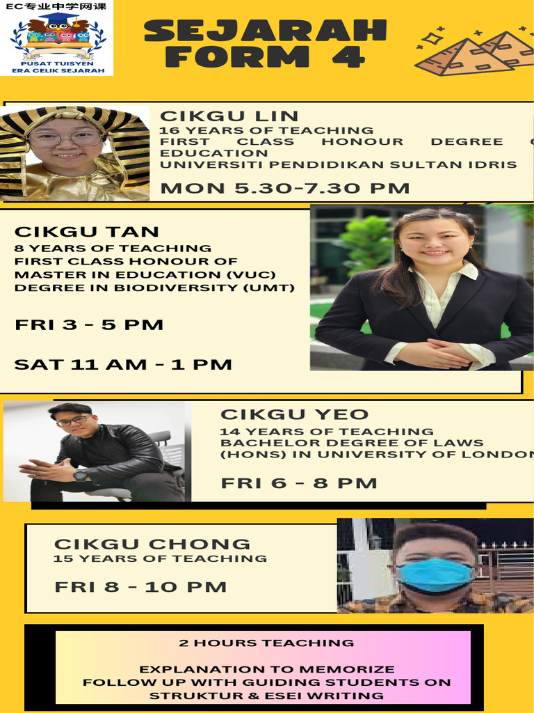 Form 4 Teaching Schedule Overview | PDF | Academic Degree | Qualifications
