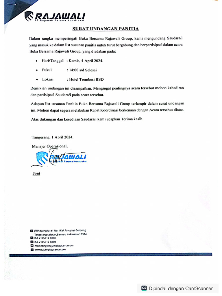 Surat Undangan Panitia | PDF