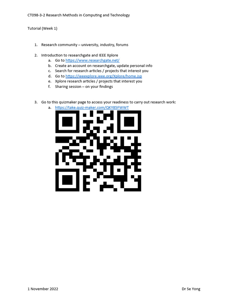 Research Methods in Computing Tutorial | PDF