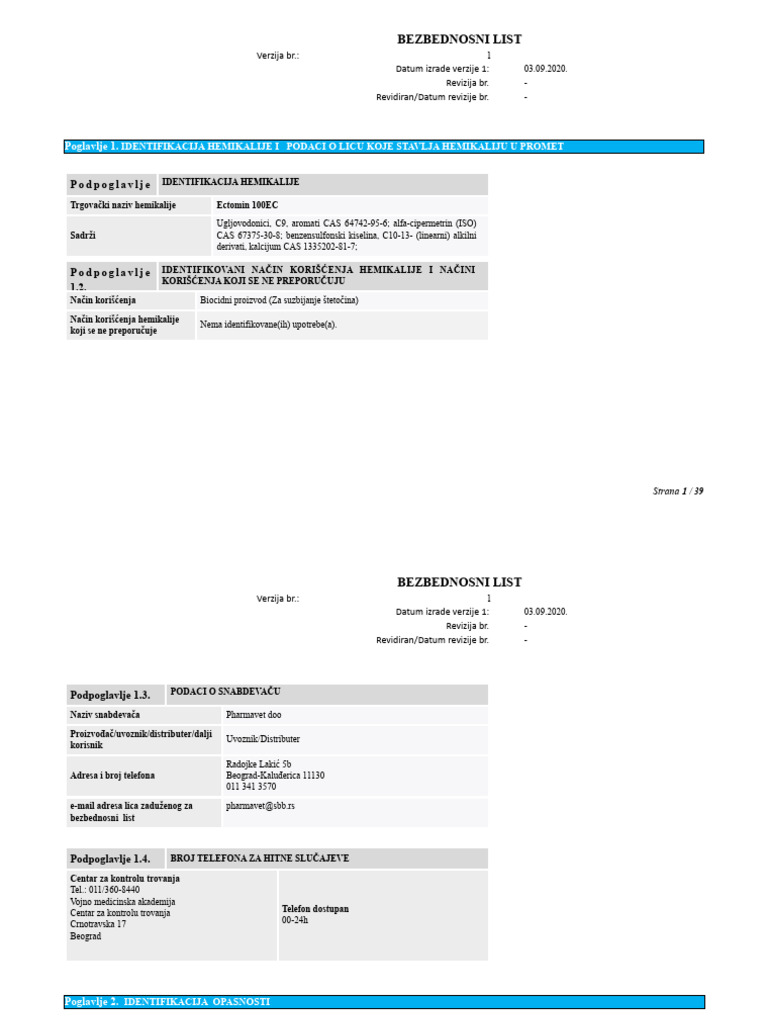 Ectomin 100ec BL SPR | PDF