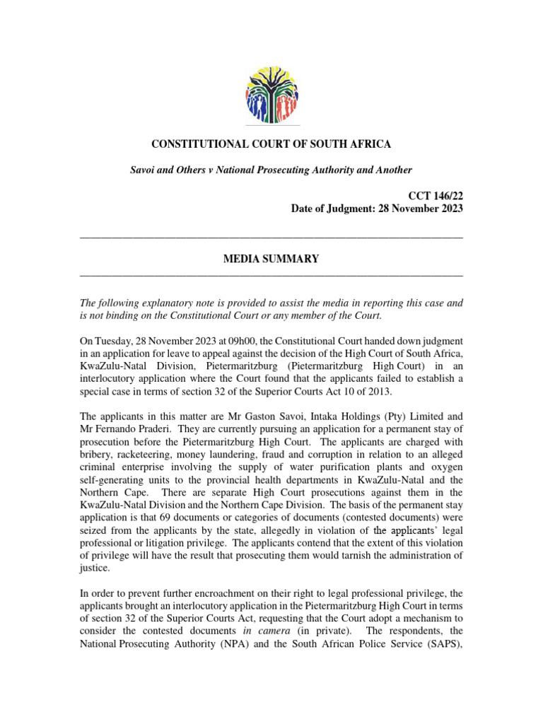 Constitutional Court Ruling on Legal Privilege | PDF | Interlocutory ...