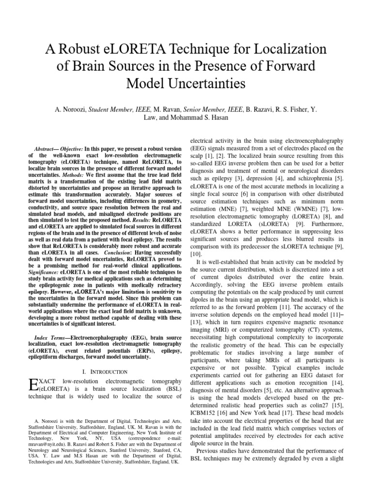 A Robust eLORETA Technique For Localization of Brain Sources in The ...