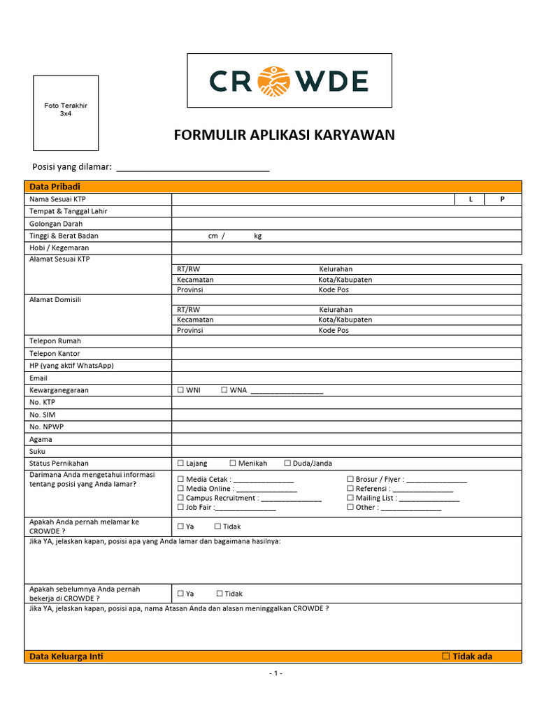 Formulir Aplikasi Karyawan | PDF