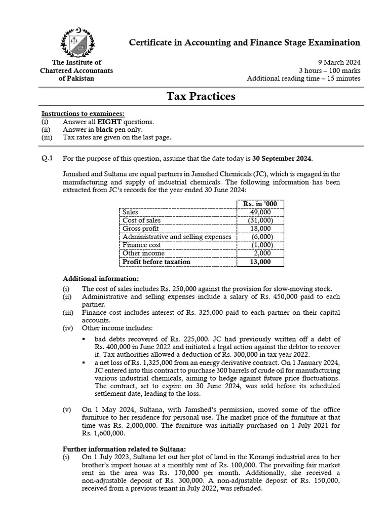 CAF 2 Tax Practices Exam 2024 | PDF | Taxes | Income