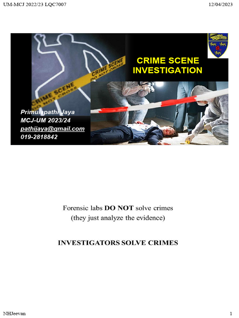 Topic 3 - Processing The Crime Scene | PDF | Crime Scene | Forensic Science