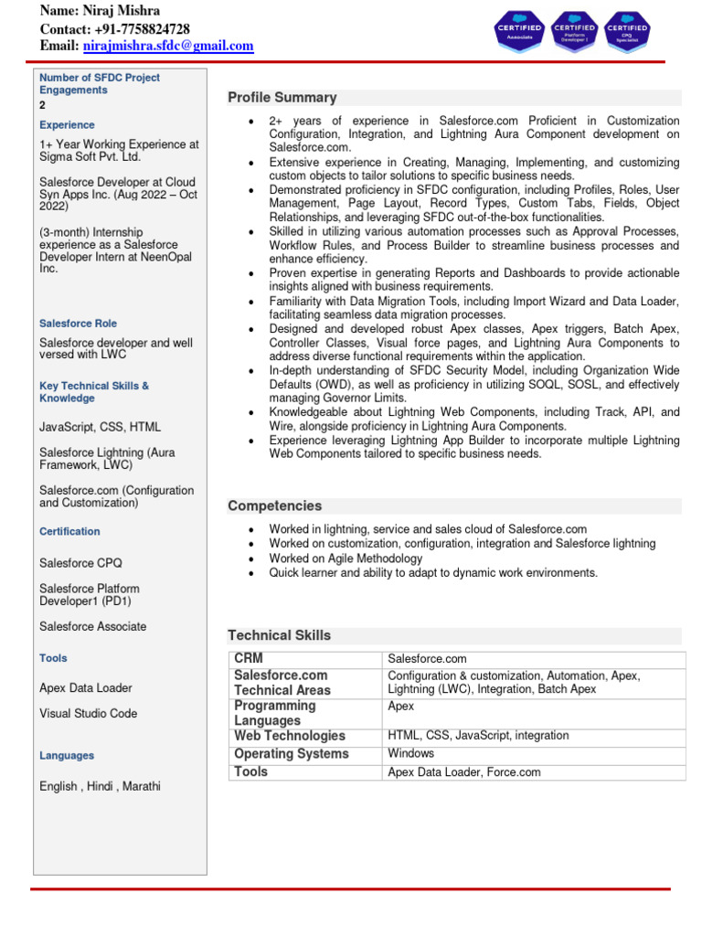 Salesforce Developer Niraj Mishra | PDF | Computer Science | Software Engineering