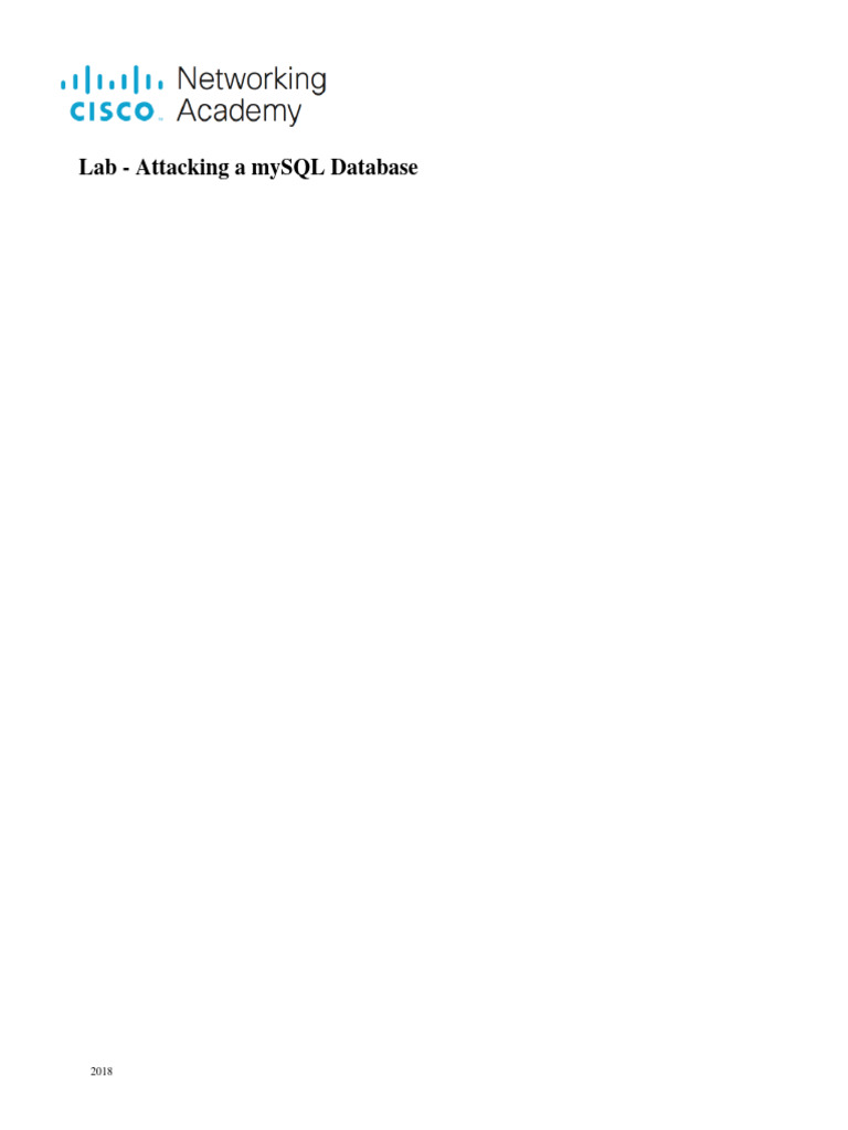 17.2.6 Lab - Attacking a mySQL Database - ILM (1) | PDF | Databases | Password