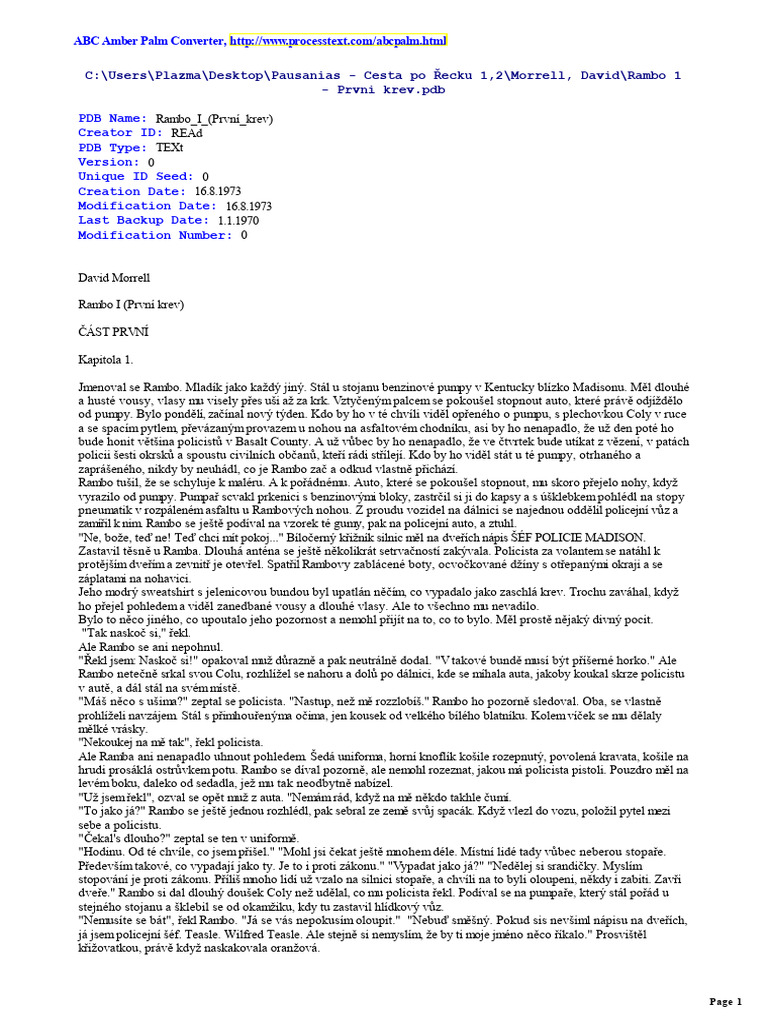 Rambo 1 Prvni Krev | PDF