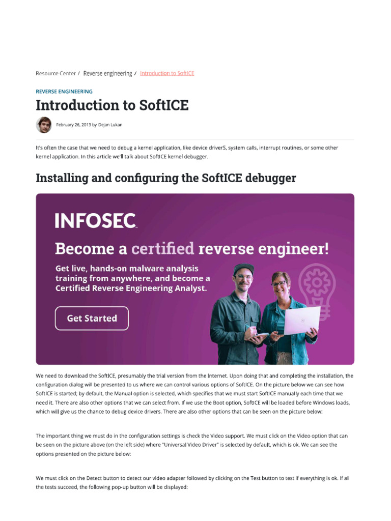 Introduction To SoftICE - Infosec | PDF | Computers | Technology & Engineering