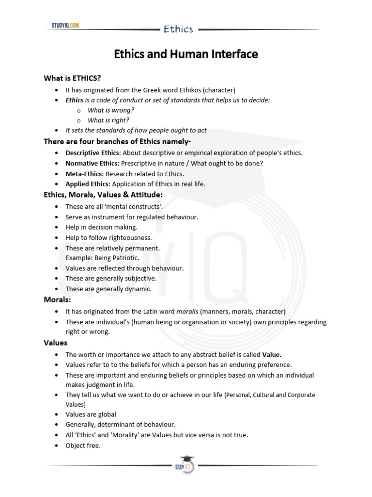 1.1 Introduction To Ethics | PDF