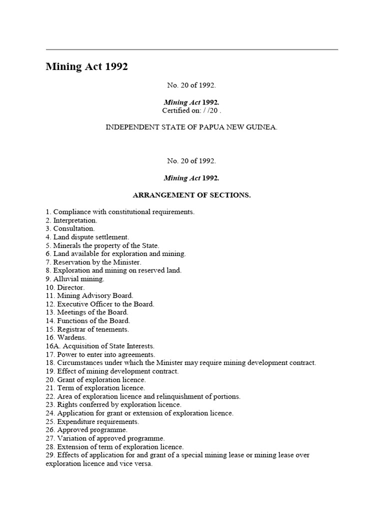 Mining Act 1992 | PDF | Lease | License