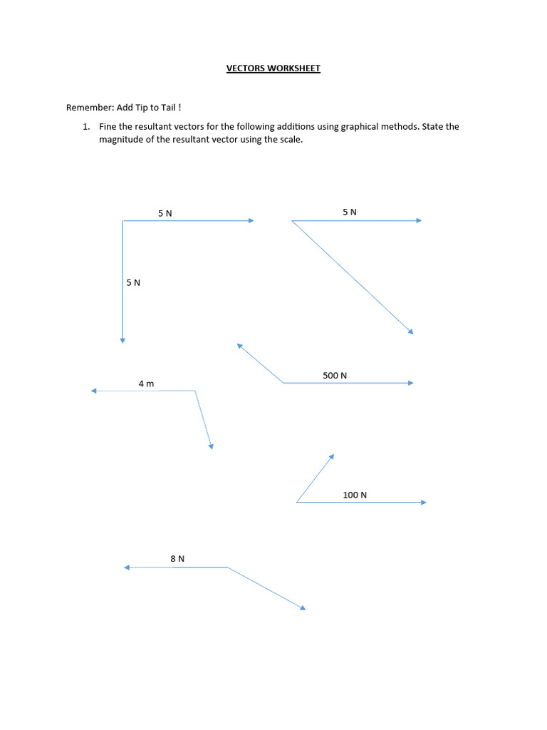 Stage 1 Physics VECTORS WORKSHEET | PDF | Euclidean Vector | Force