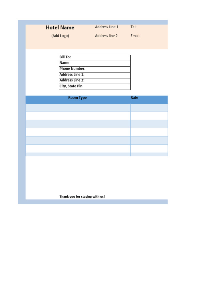 Hotel Invoice Template Details | PDF