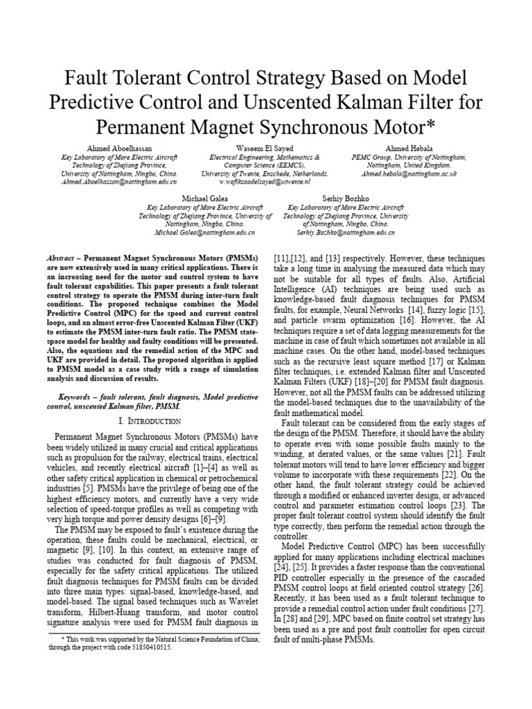 Fault Tolerant Control Strategy Based on Model Predictive Control and ... Fault Tolerant Control Strategy Based on Model Predictive Control and ...