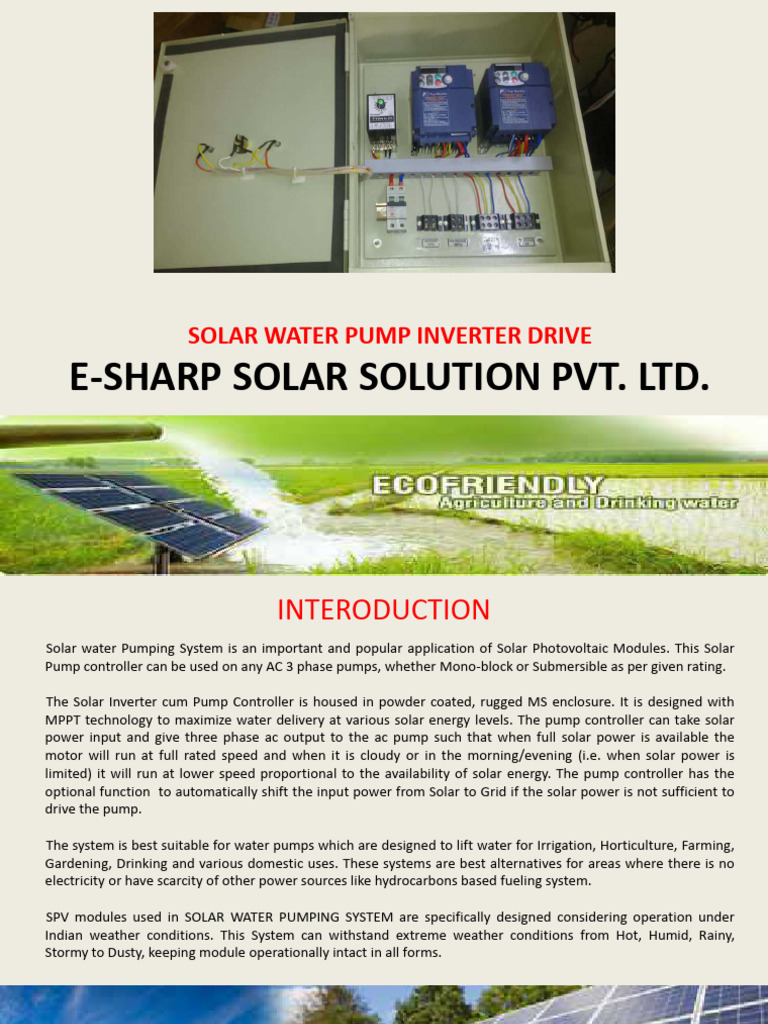 Solar Water Pumping System Specs | PDF | Solar Power | Photovoltaic System