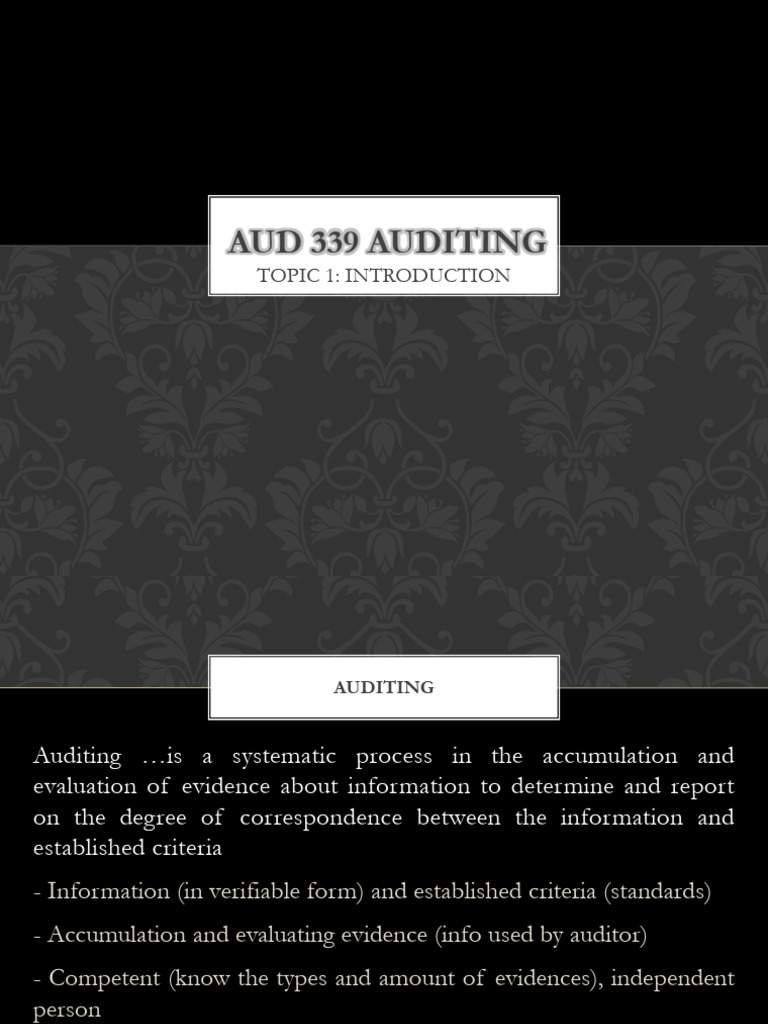 Topic 1-Auditing | PDF | Audit | Financial Audit