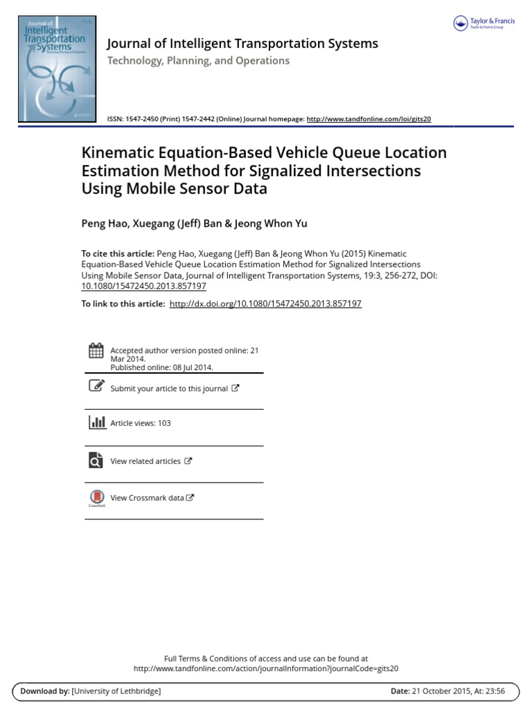4 Kinematic Equation Based Vehicle Queue Location Estimation Method ...