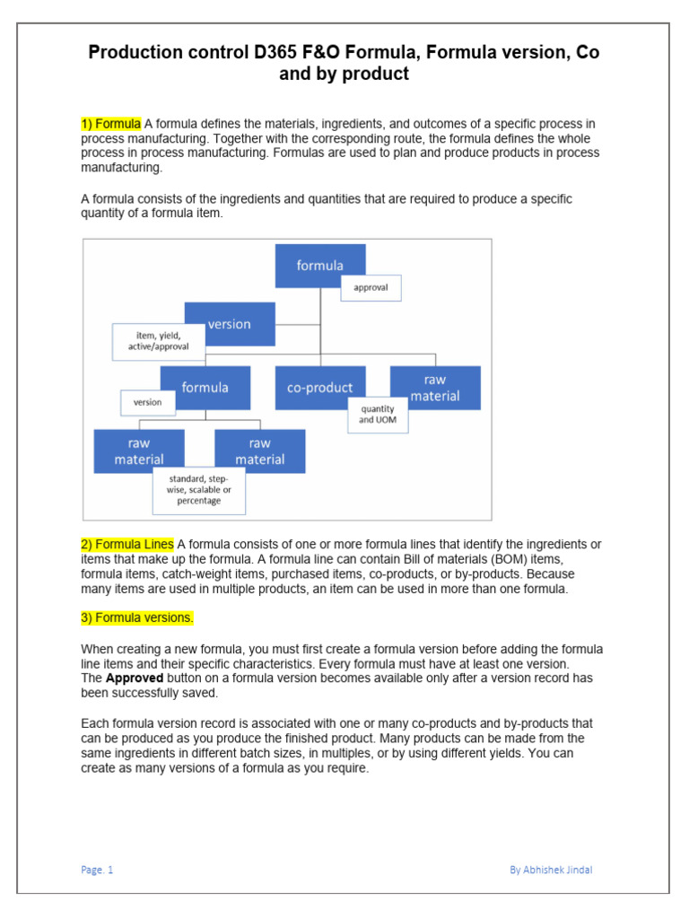 D365 Production Control: Formulas & Outputs | PDF | Percentage