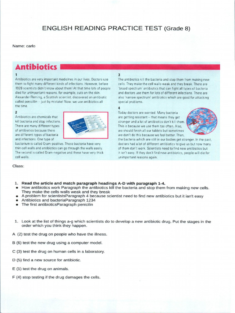 English Reading Practise Test | PDF