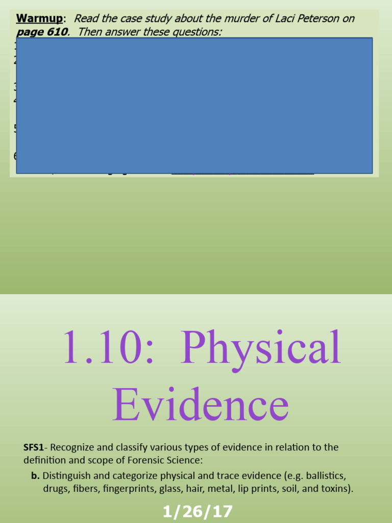 1.9 POWERPOINT Physical - Evidence | PDF | Probability | Forensic Science