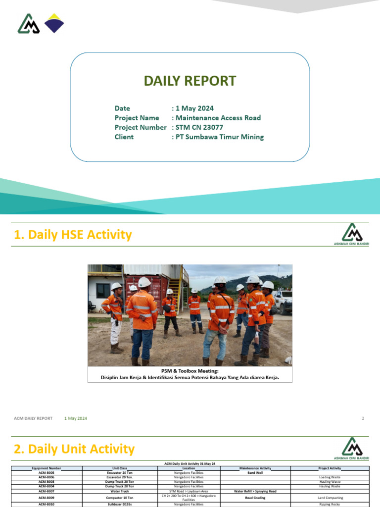 Acm Daily Report (01 April 2024) | PDF | Industrial Equipment | Heavy ...