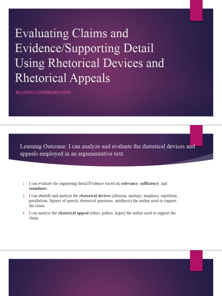 Evaluating Evidence, Rhetorical Devices, Rhetorical Appeals Updated ...