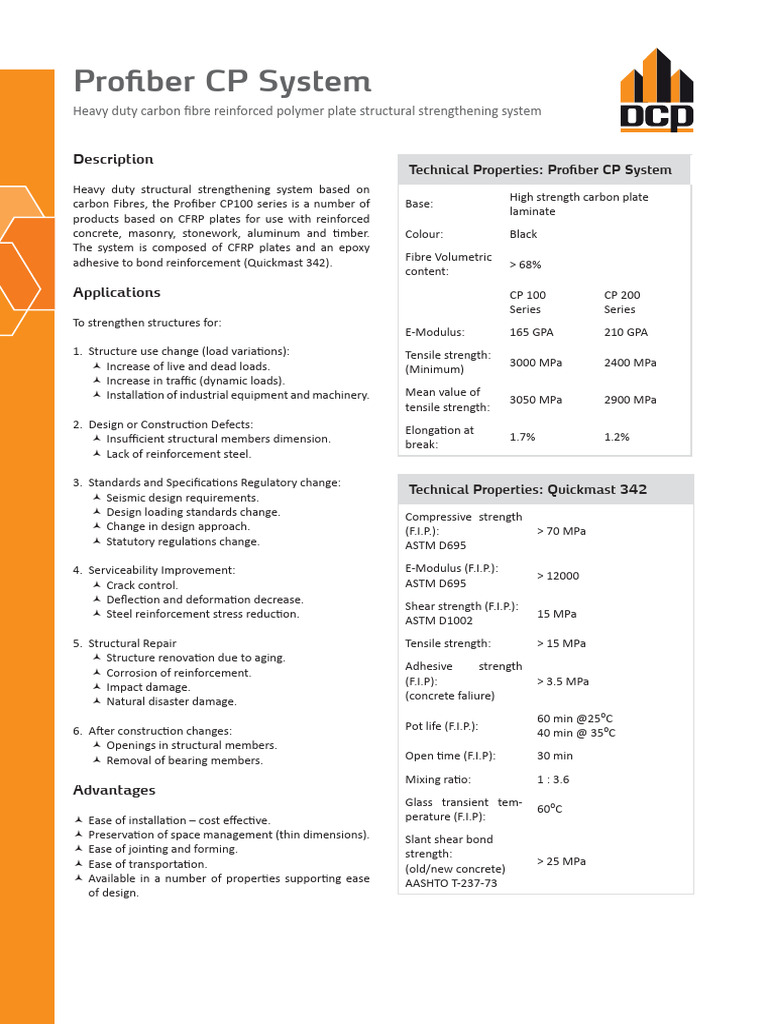 Profiber CP System_TDS-1 | PDF | Strength Of Materials | Concrete