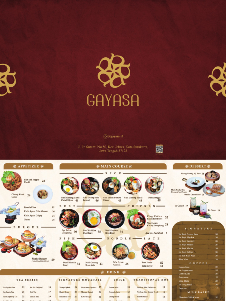 Gayasa - Soft Opening Menu 2023 | PDF