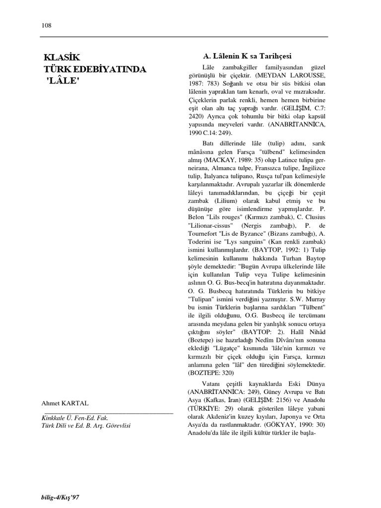 Klasik Türk Edebiyatında Lale | PDF