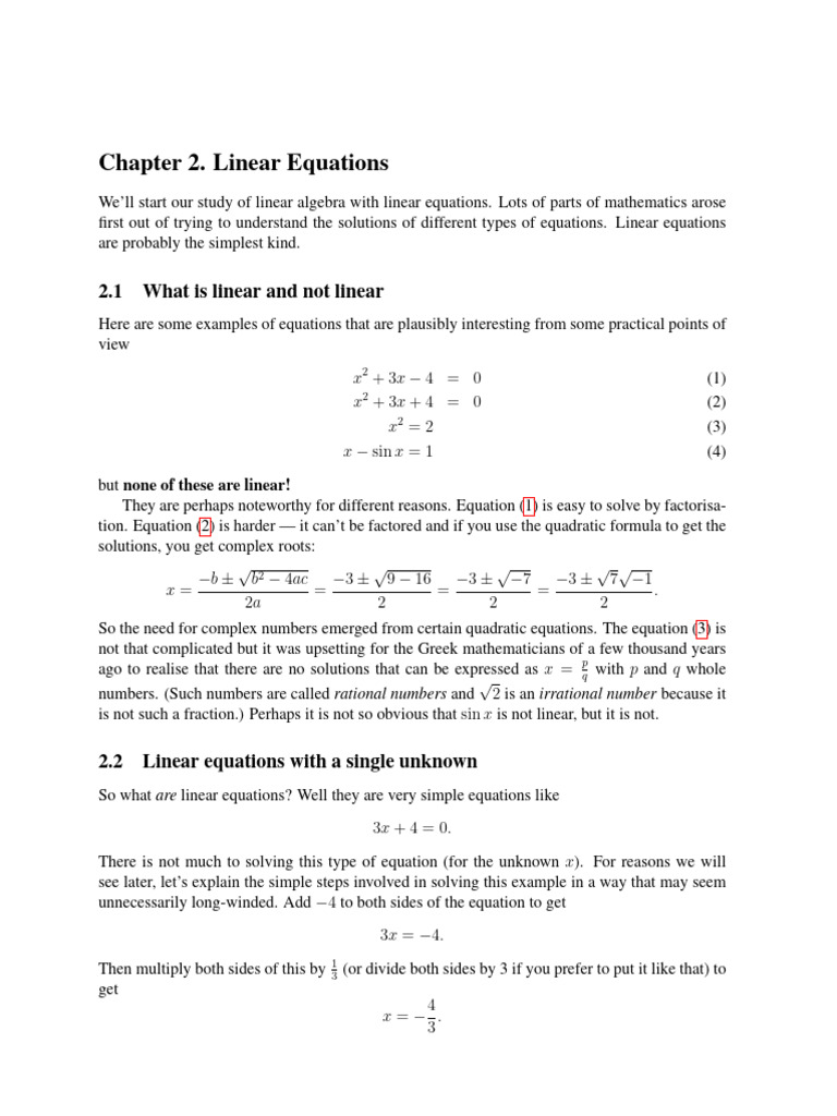 Linear Equations | PDF | Matrix (Mathematics) | Equations