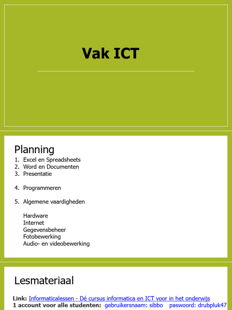Vak ICT - Excel - 2e Graad v2 | PDF